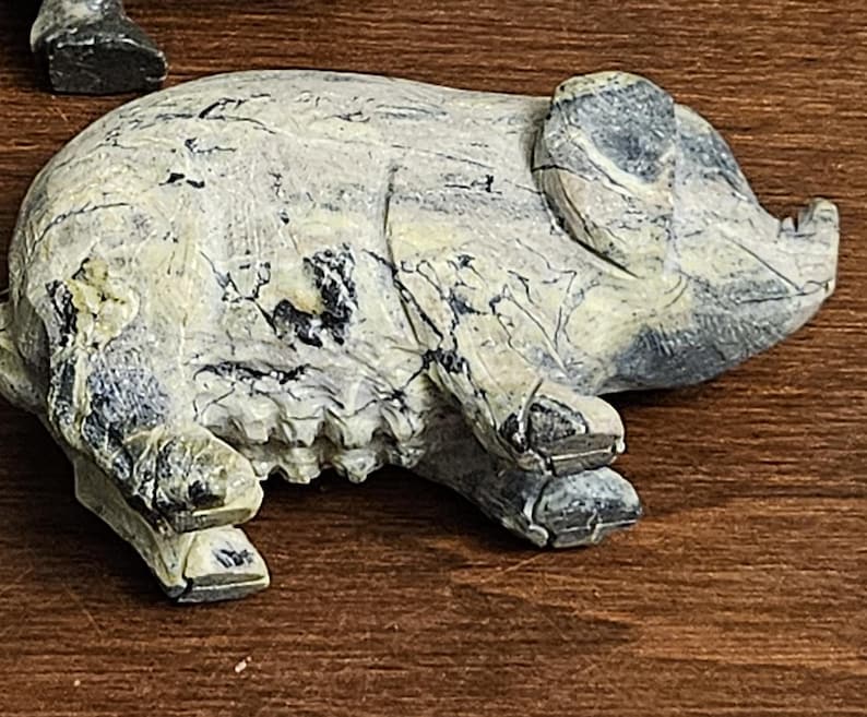 Hand Carved Stone Pig / Boar / Razorback Marble / Granite 3 Long X 1.5 ...