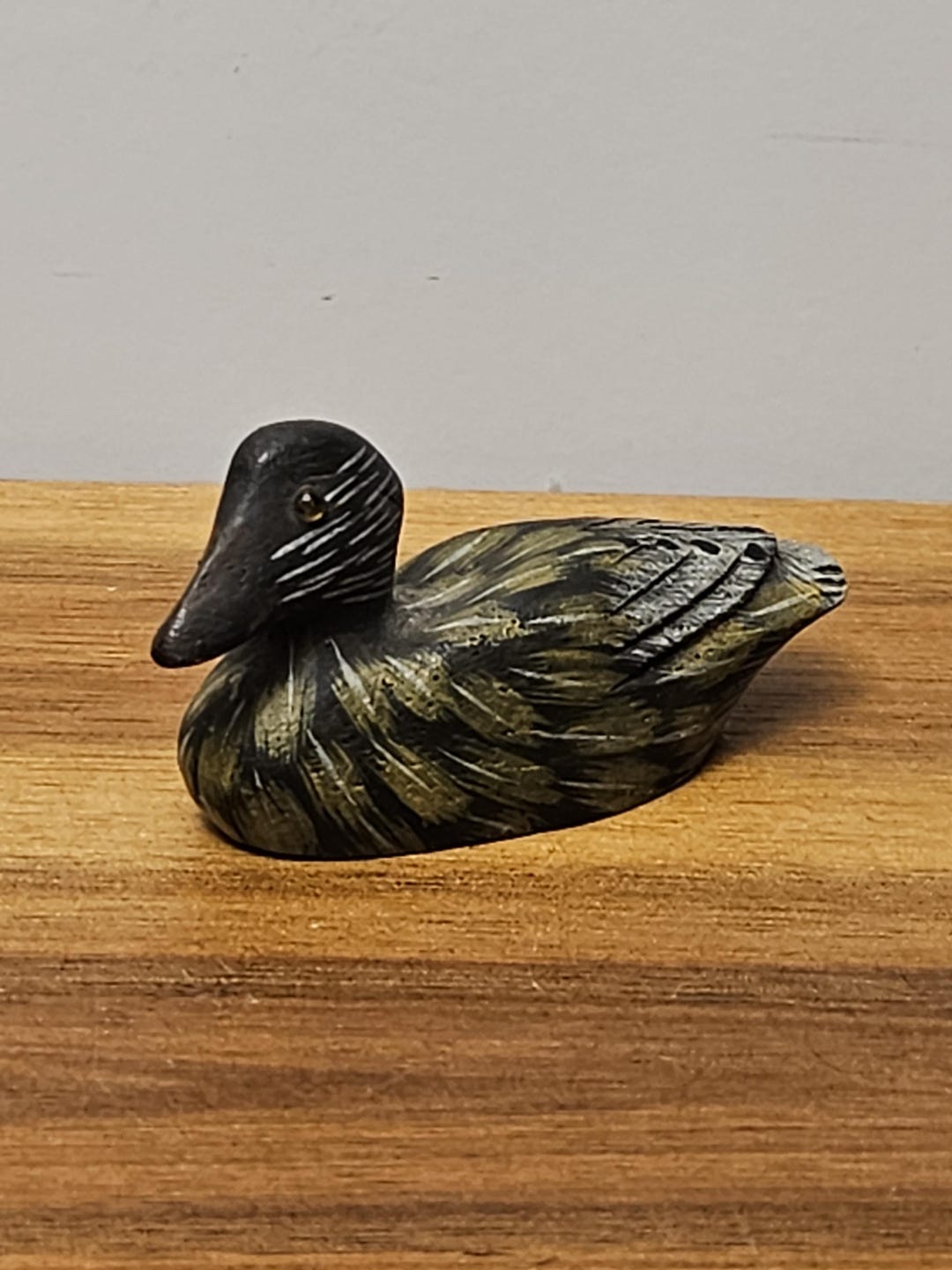Miniature Solid Wood Duck Decoy - Vintage 1990's Artist Carved, Painted ...