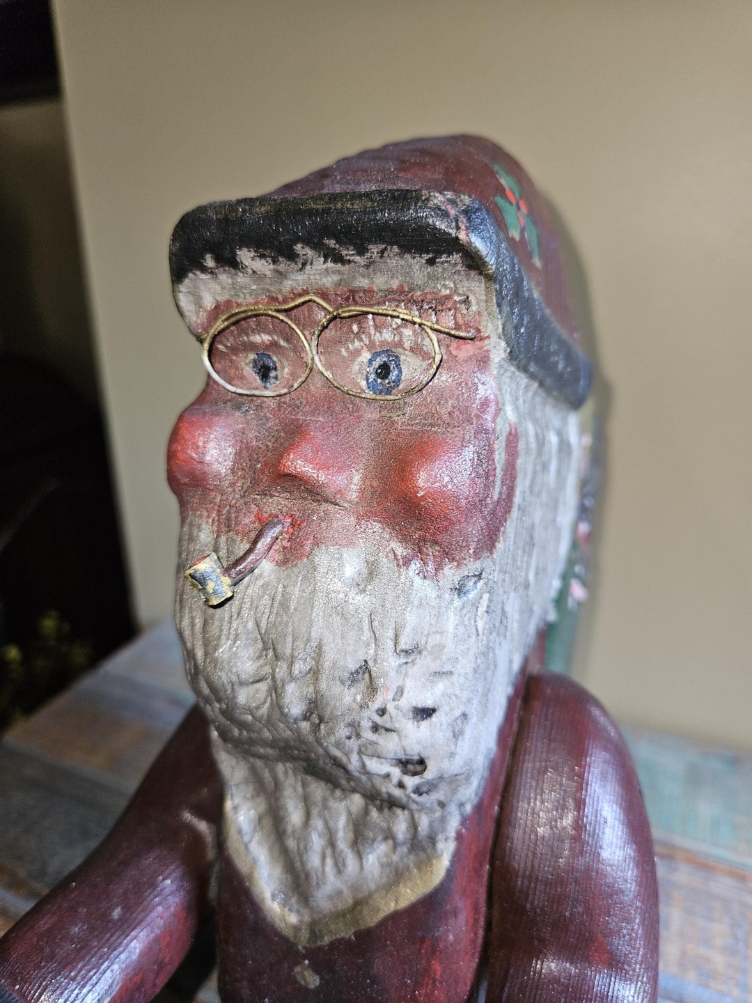 Vintage LARGE Sitting Santa Claus Figurine - Artist Made Signed and ...