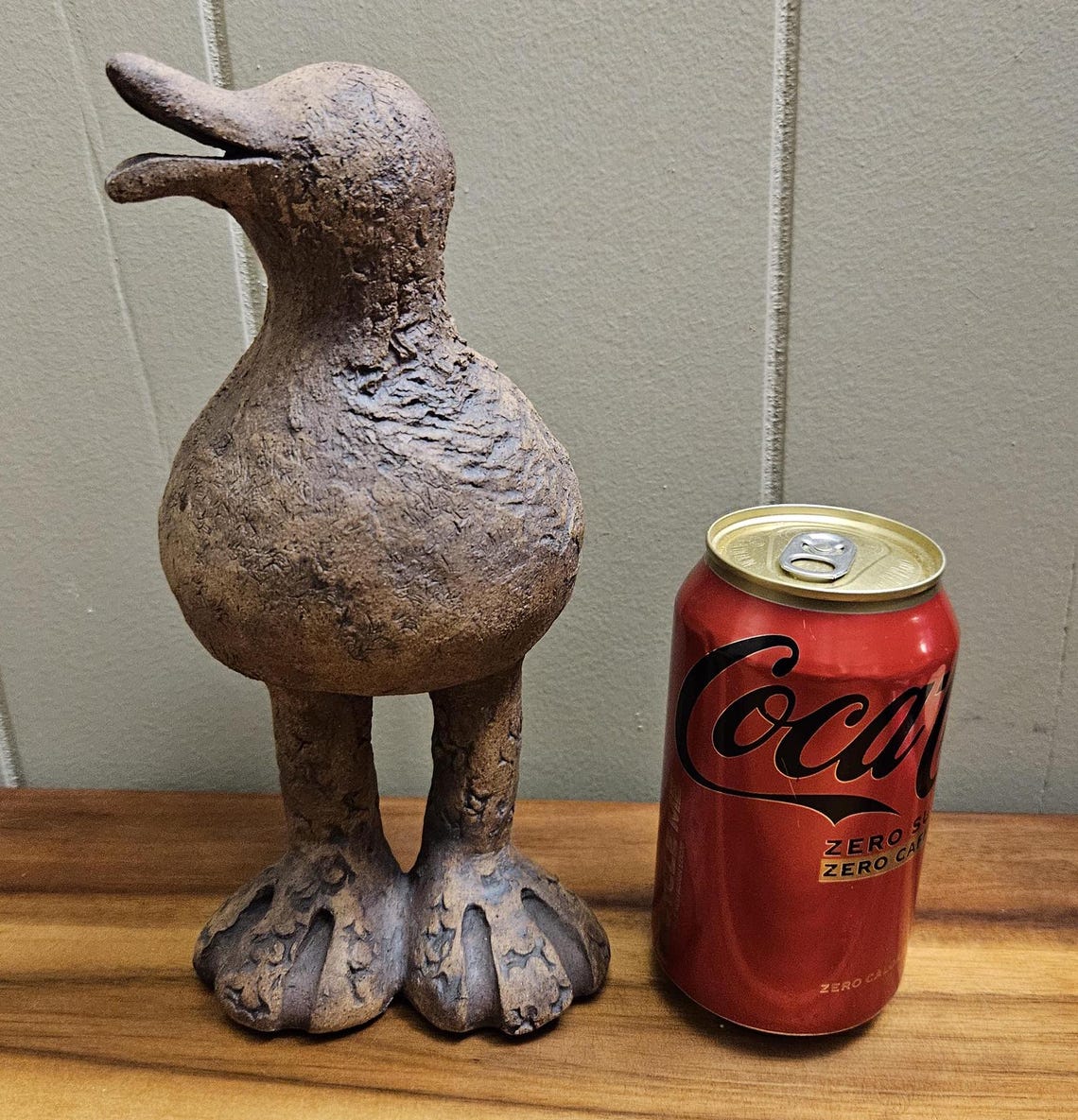 LARGE One-of-a-kind Clay Duck Sculpture Hand Carved and Painted by ...