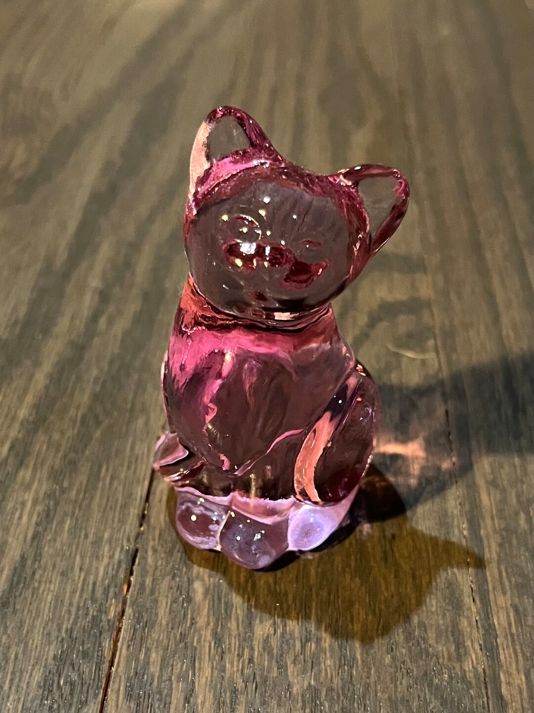 Fenton Art Glass Vintage Pink Cat Kitty Kitten - Etsy