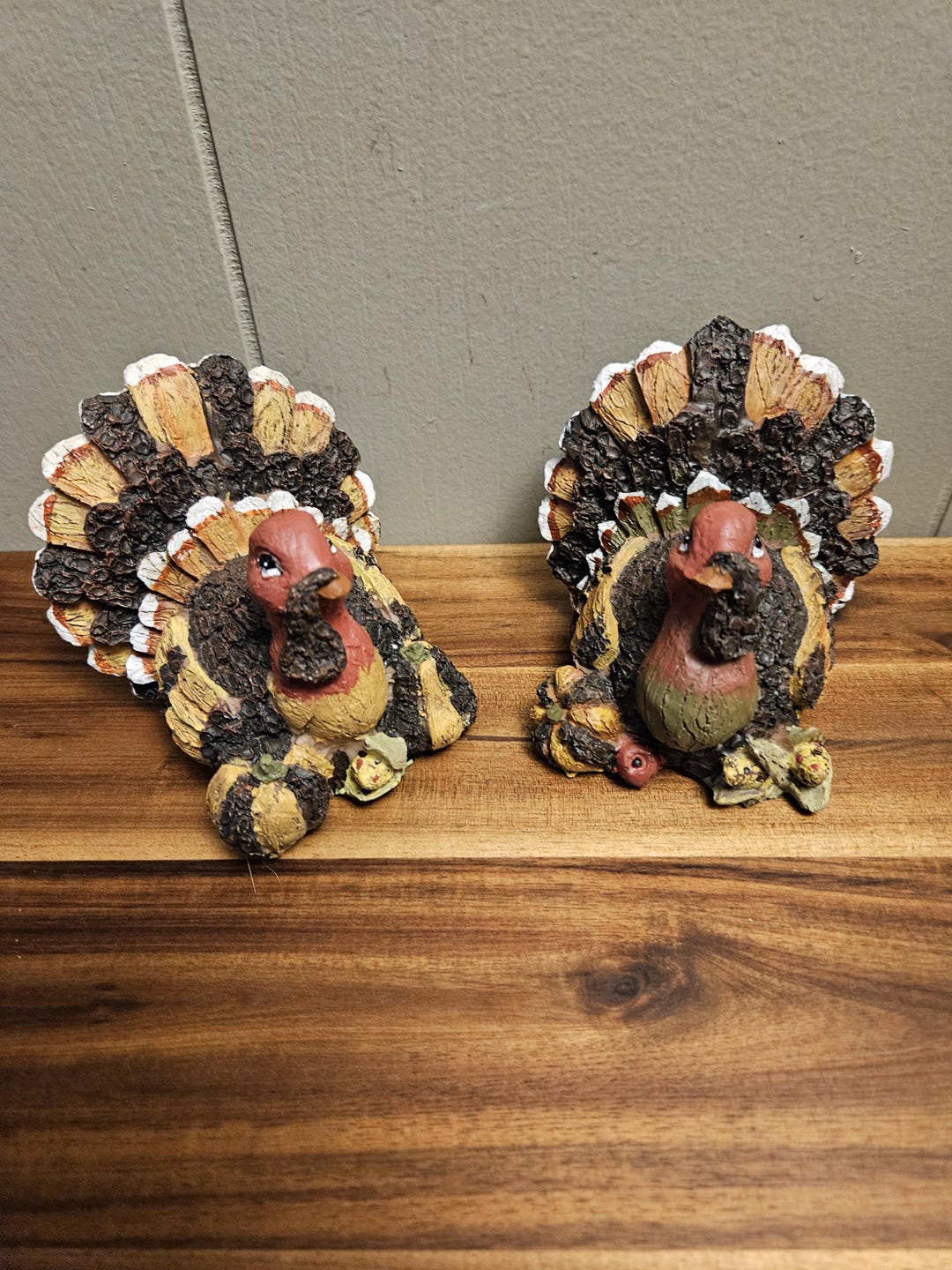 Pair of Thanksgiving Tom Turkey Hand Painted Turkey Figurines ...