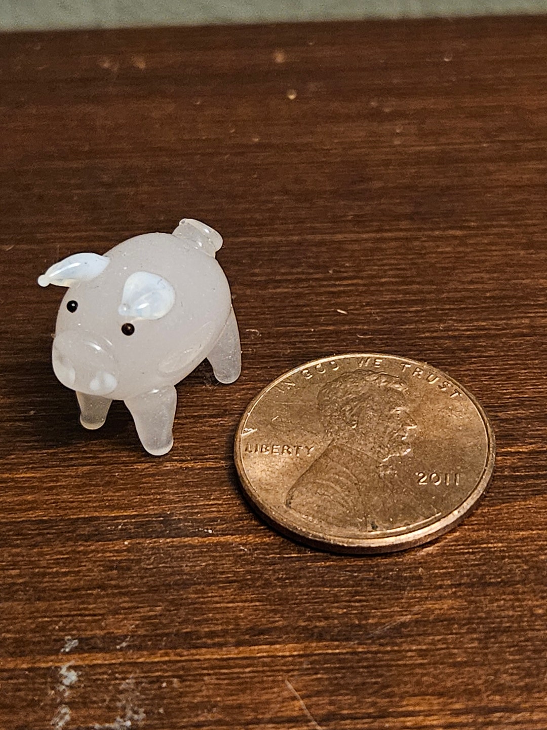 Hand Made Glass Adorable Miniature Pink Baby Pig - Tiny Figurine With ...