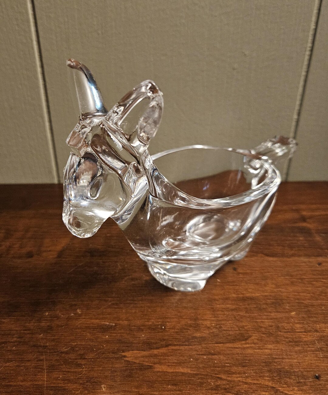 Crystal Glass Donkey Art Glass Vintage Nut or Candy Dish 6 H X 8 L Open ...