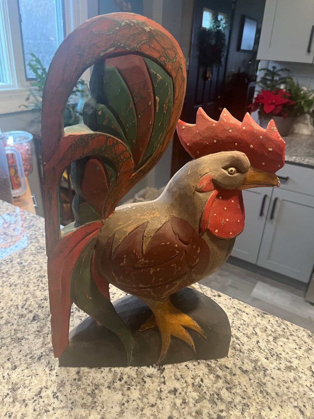 Large Vintage Wood Carved Rooster - Etsy