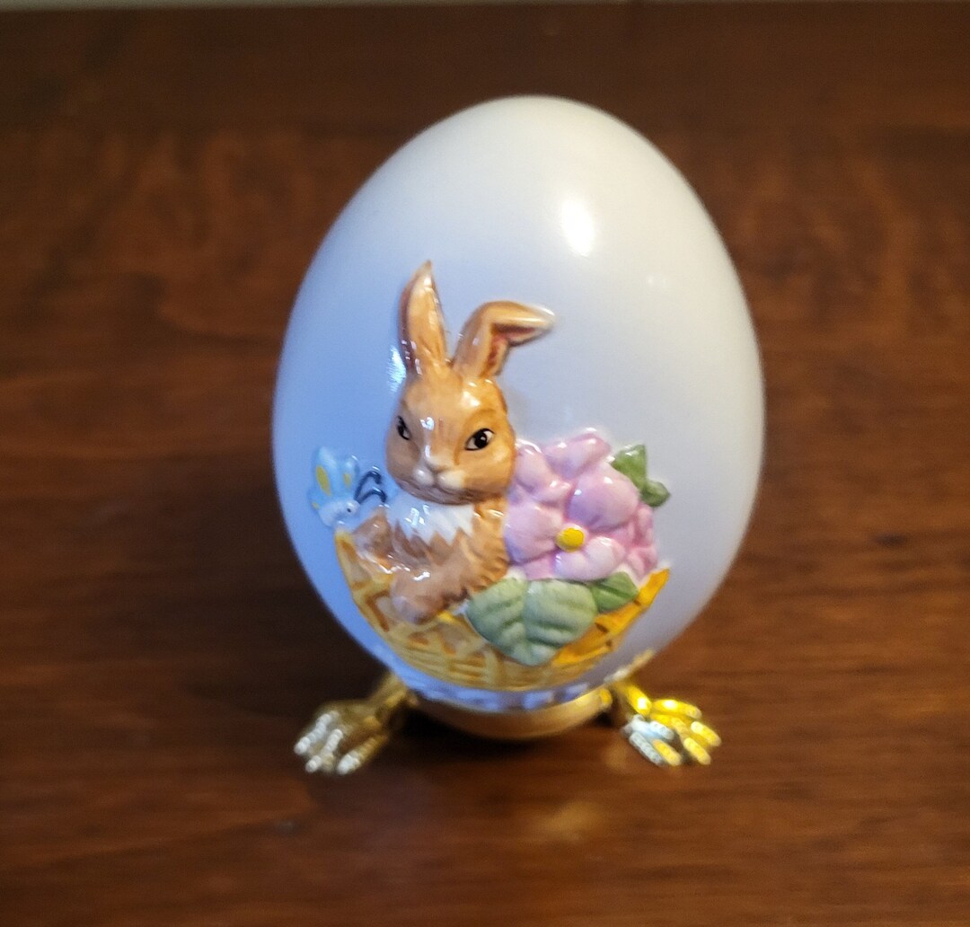 Goebel Porcelain Easter Basket Bunny Rabbit Egg With Stand - 3" - Etsy