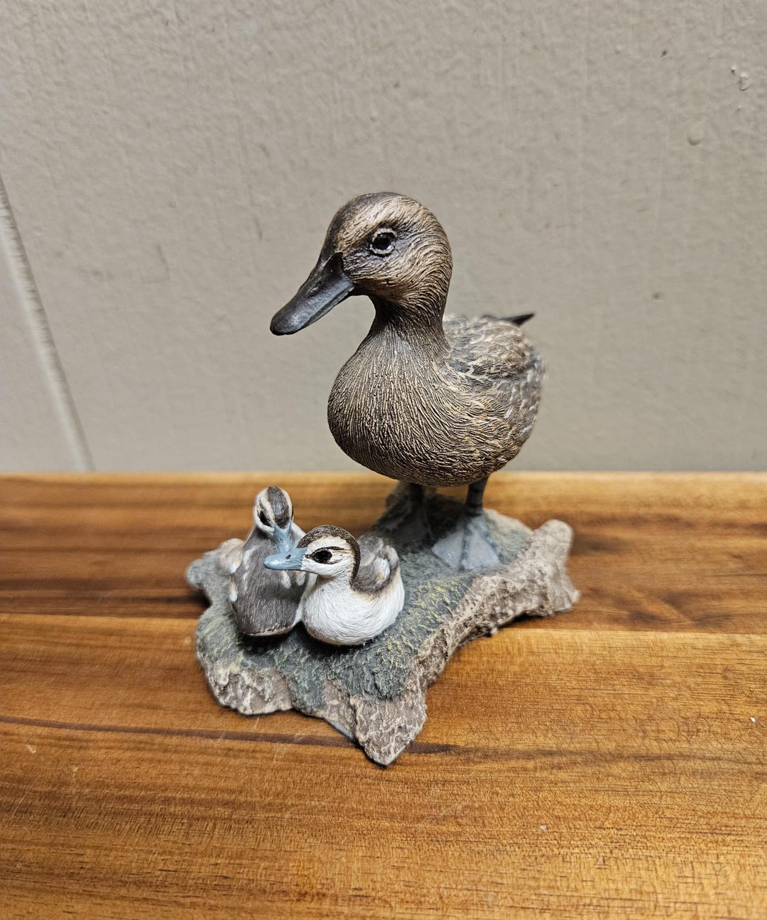 Vintage 1980's Hand Painted Mallard Duck Hen Female With Ducklings ...