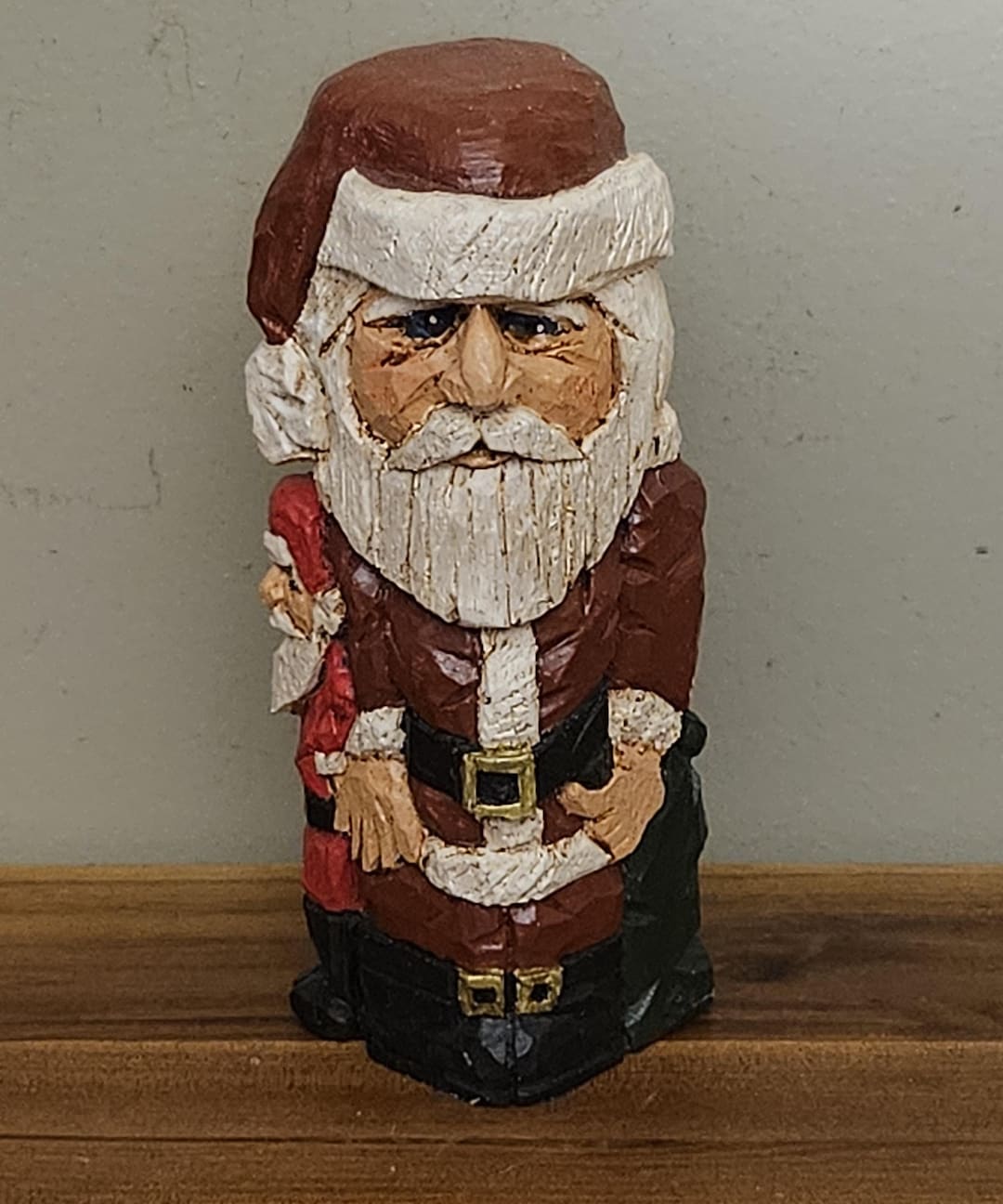 Vintage MCM Square Santa Claus Totem - Old-world Hand Painted Father ...
