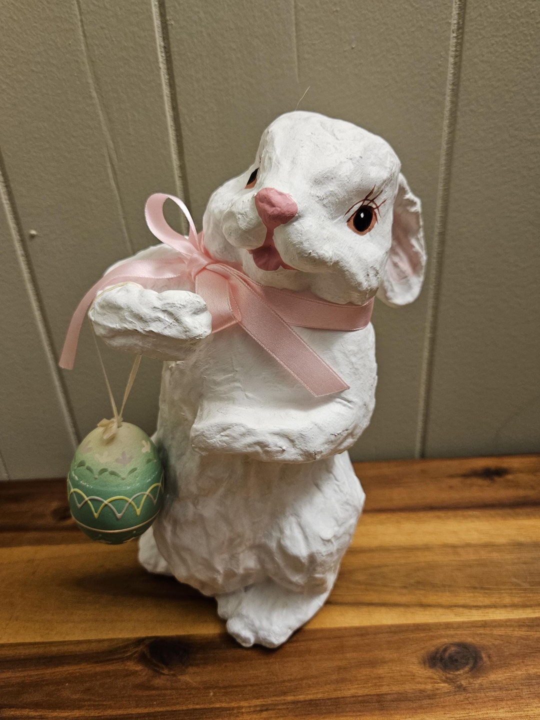 Easter Bunny Rabbit With Hand Painted Eyes, Nose and Mouth - Holding ...