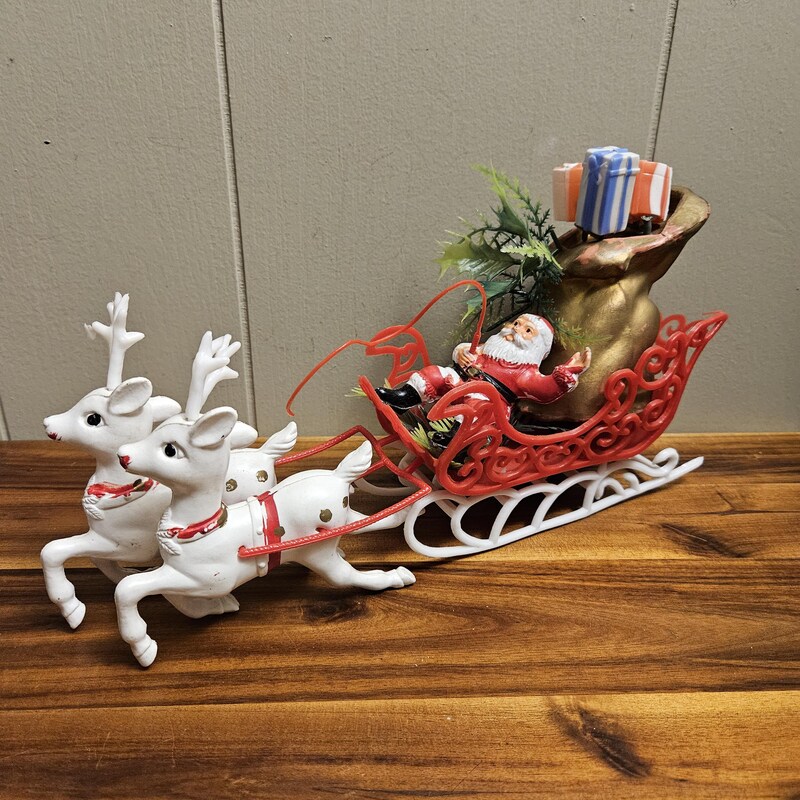 1950s Vintage Santa and Sleigh With Reindeer - Etsy