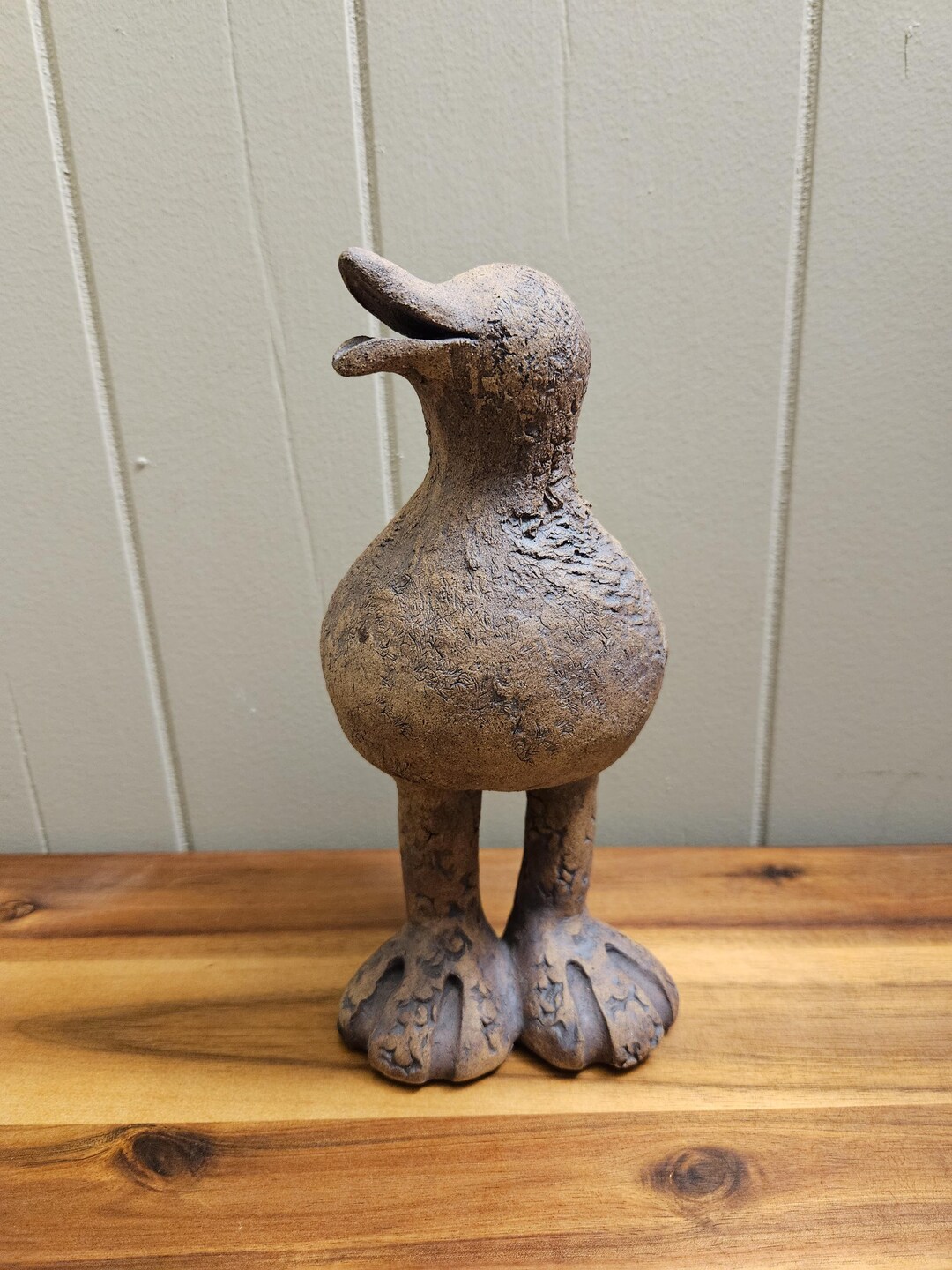 LARGE One-of-a-kind Clay Duck Sculpture Hand Carved and Painted by ...