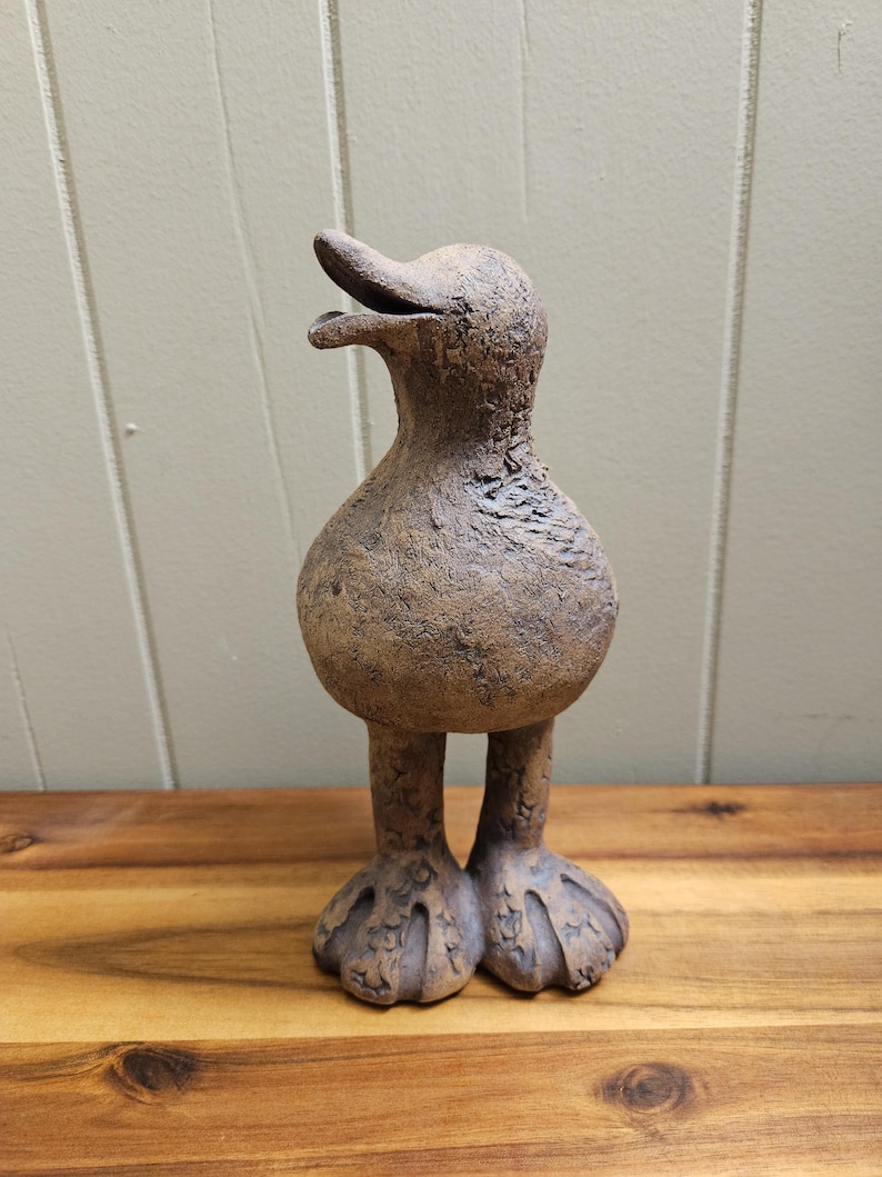LARGE One-of-a-kind Clay Duck Sculpture Hand Carved and Painted by ...