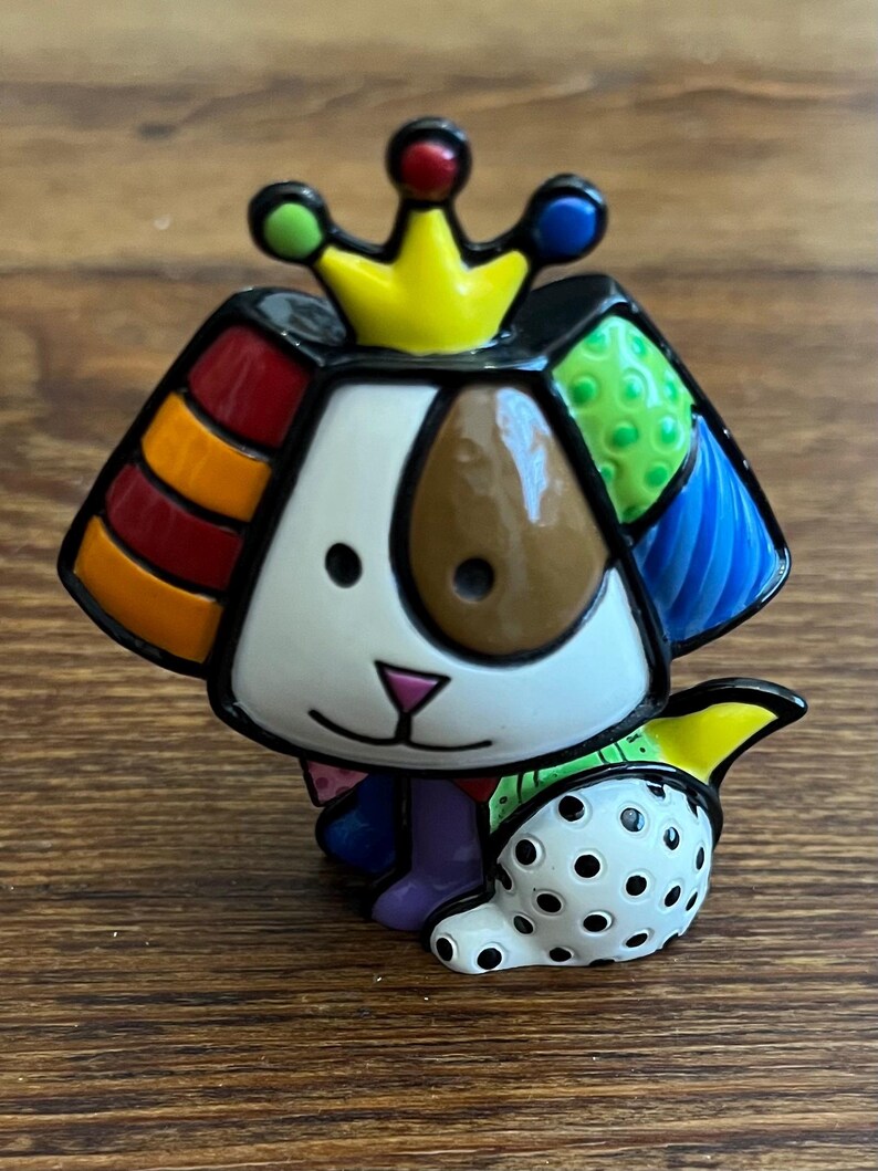 Romero Britto "royalty" Colorful Mini Dog With Crown Figurine - 1st ...