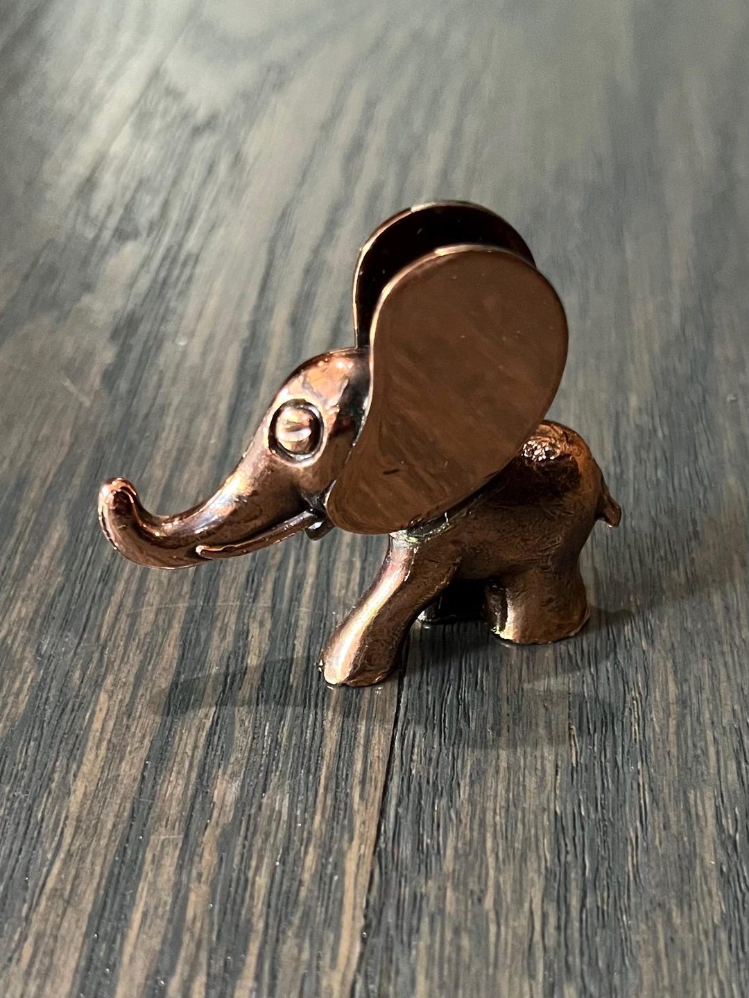 Copper Elephant Vintage Figurine With Trunk up Good Luck Miniature 1.5 ...