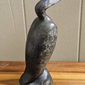 LARGE Vintage 1970's Carved Standing Loon Solid Stone Sculpture ...