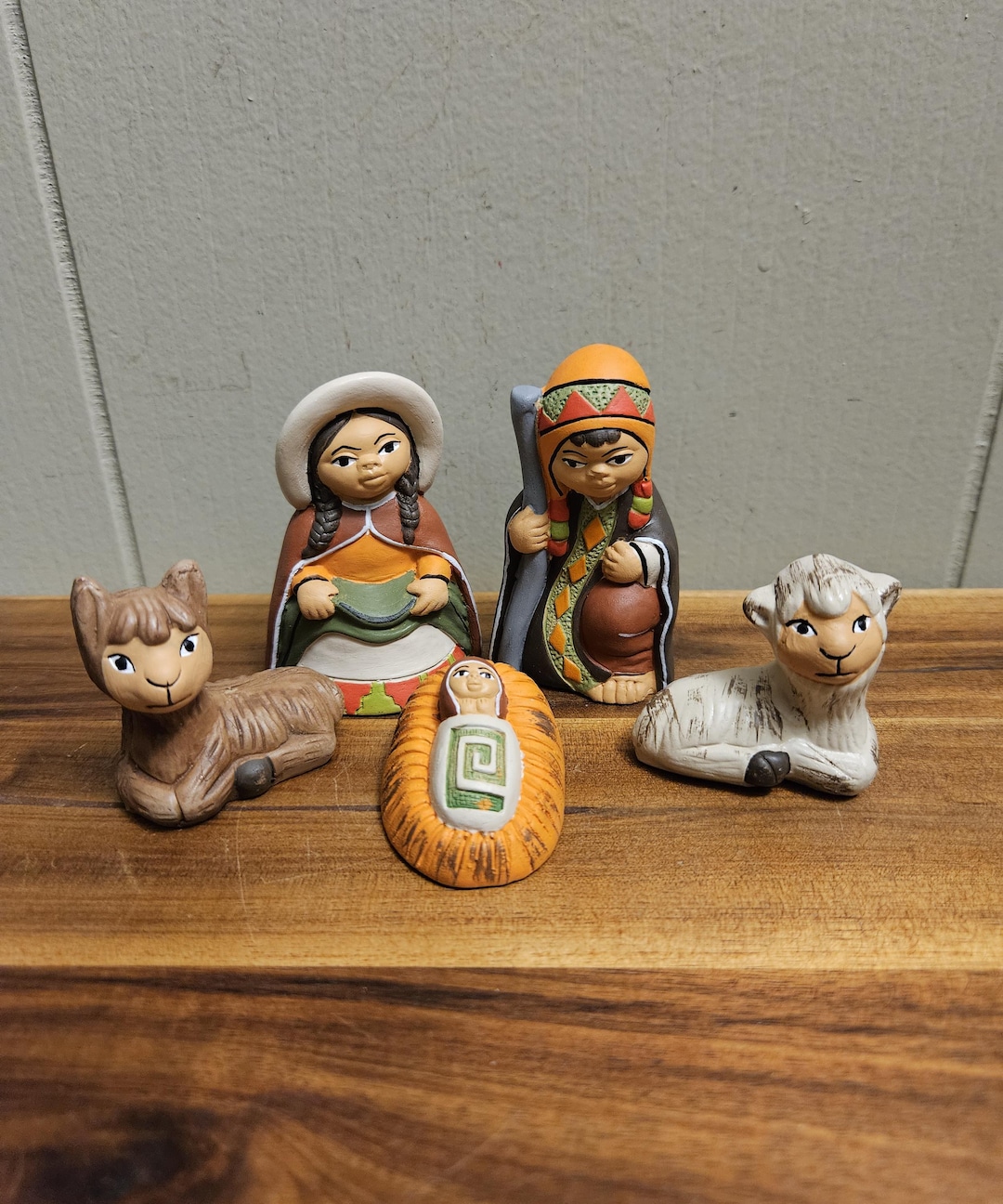 Authentic Peruvian Folk Art Indian Nativity- Artist Made Clay Pottery ...