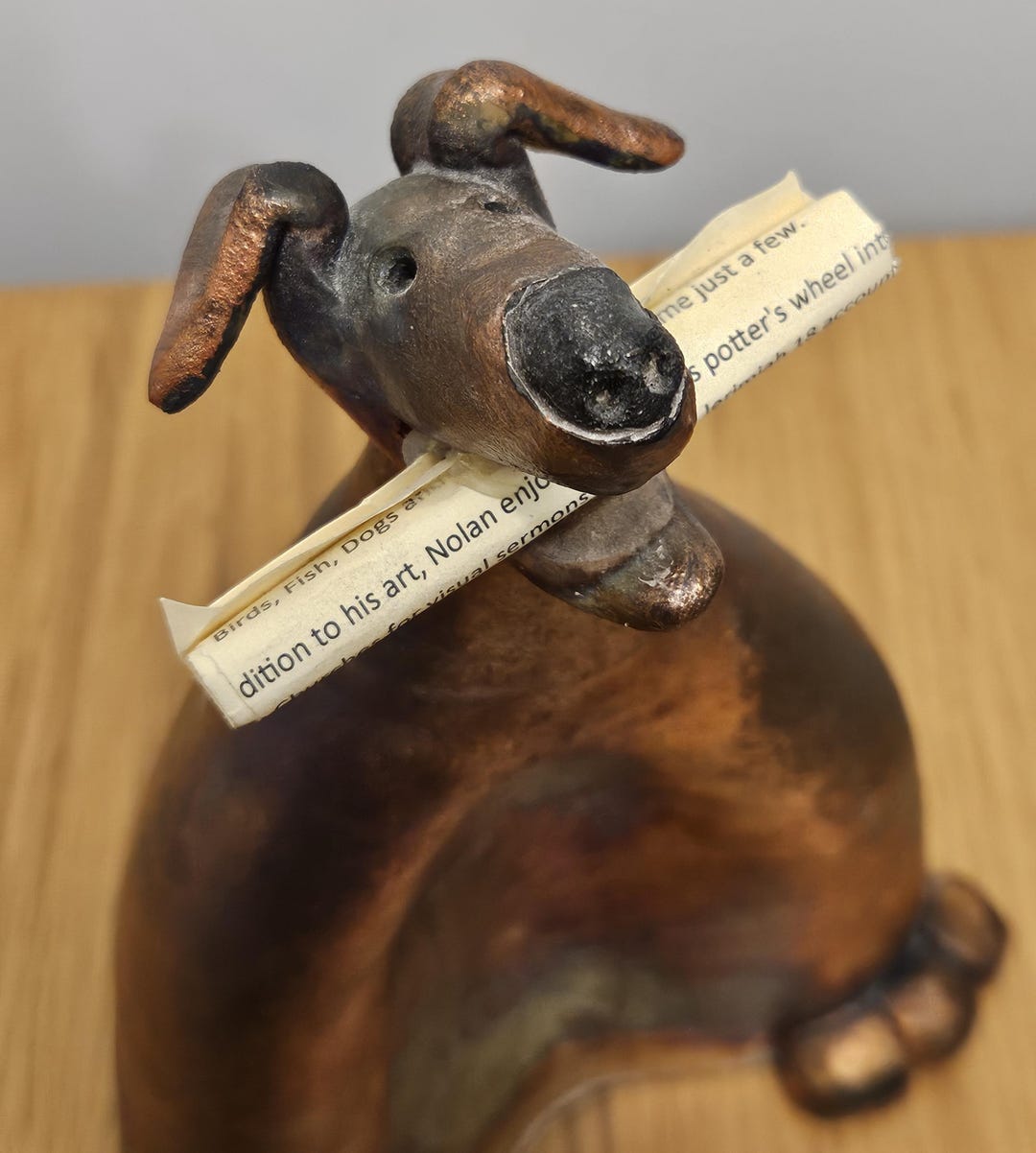 Raku Dog With Newspaper Studio Hand Formed Pottery - Windholtz Round ...
