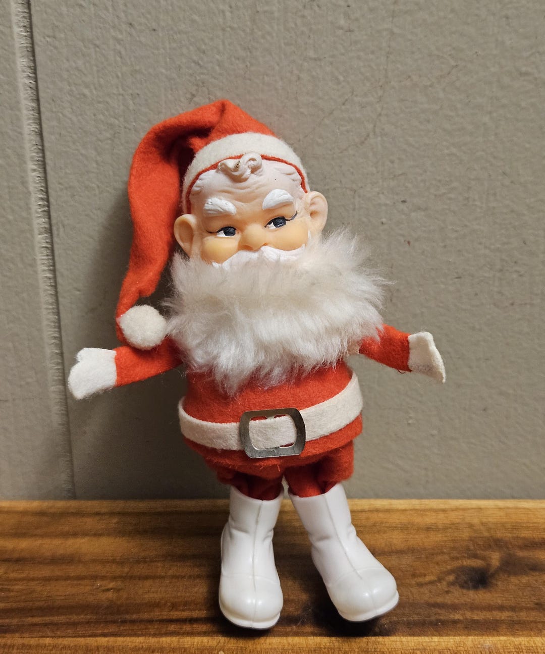 Vintage 1940s 50s Old World Plastic Rubber Face Santa Claus With White ...