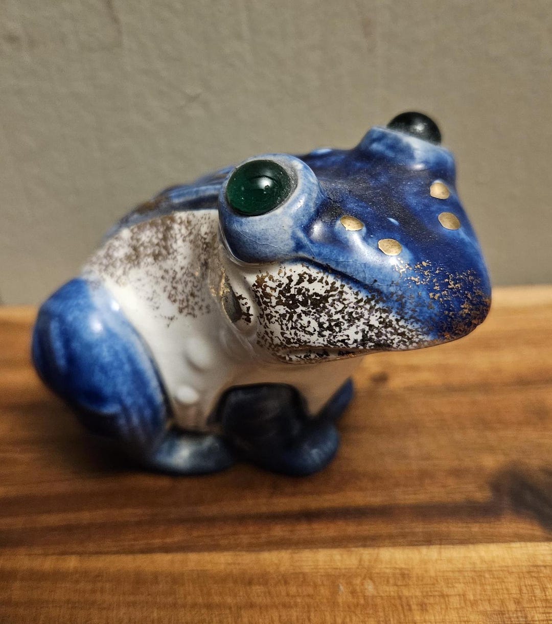 Vintage Porcelain / Ceramic Blue and Gold Frog / Toad Figurine Hand ...