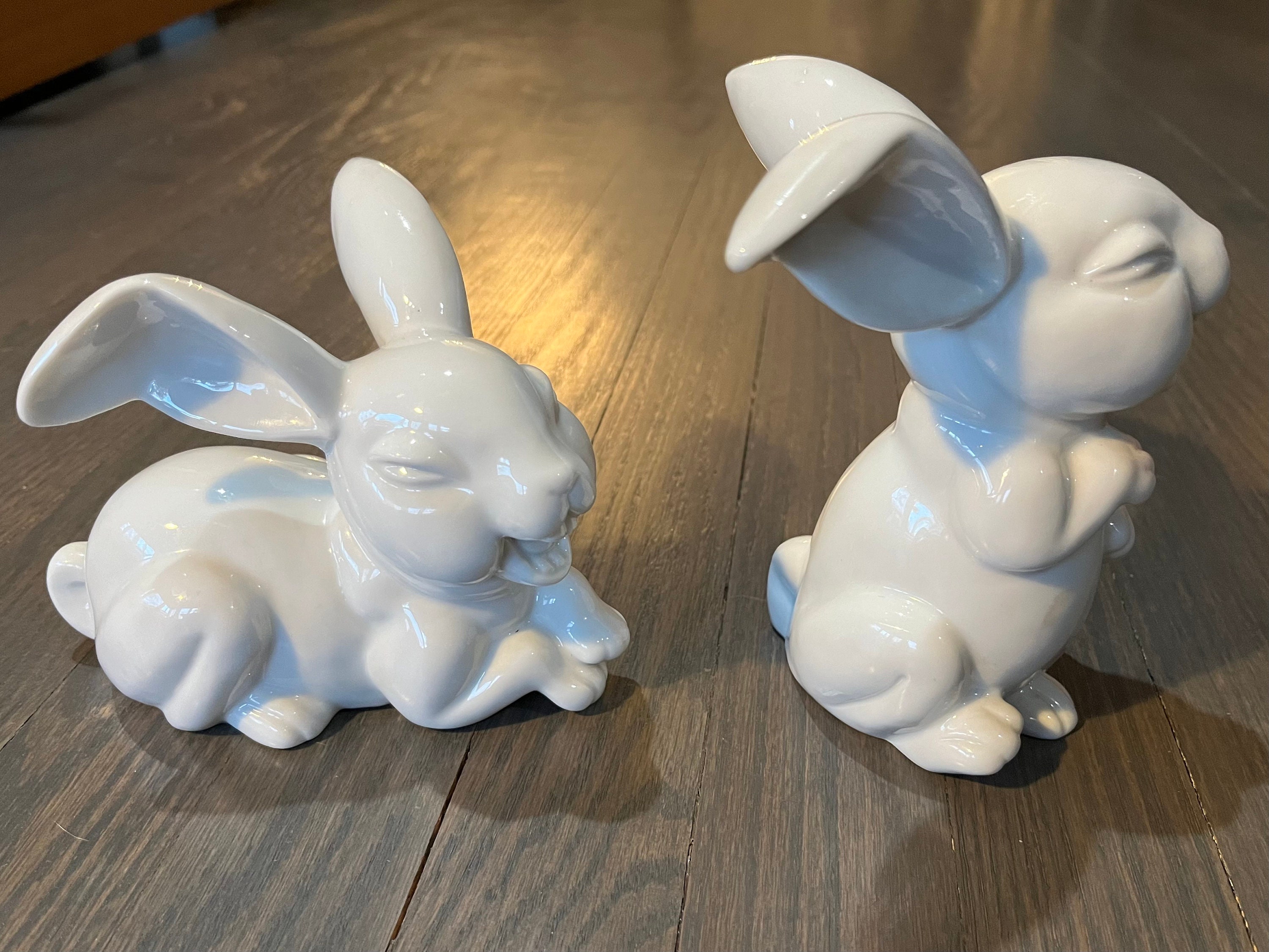 Laughing White Rabbits Vintage Japanese Porcelain set of 2 - Etsy