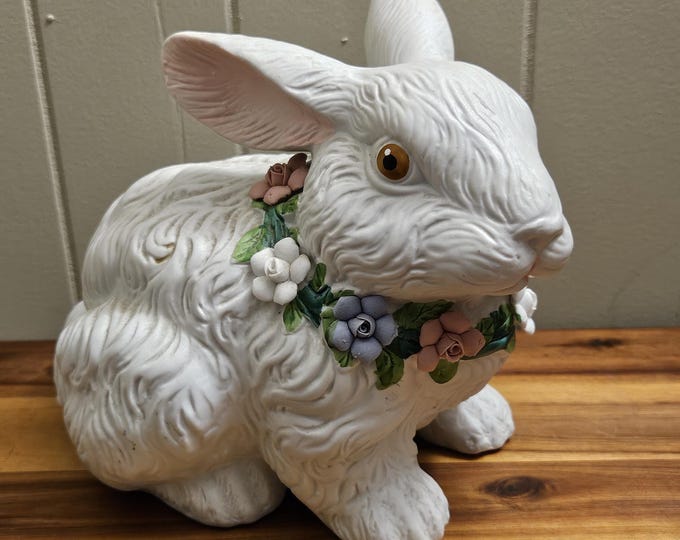 Artist Made White Easter Bunny Rabbit With Hand Formed / Painted 3 ...