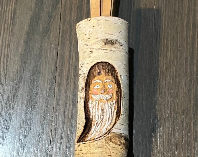 Birch Tree Bark OOAK Rustic Hand Carved Santa Claus Wood Spirit Folk ...