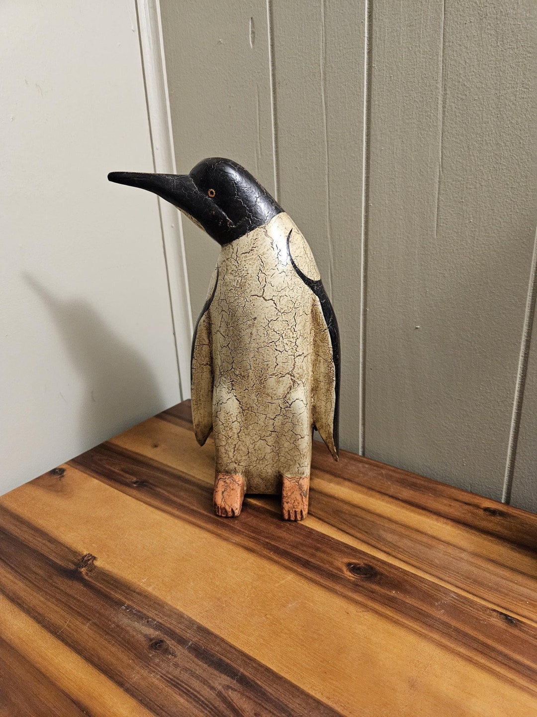 X-LARGE Vintage Natural Wood Sculpture Penguin by Charles Hart - Artist ...