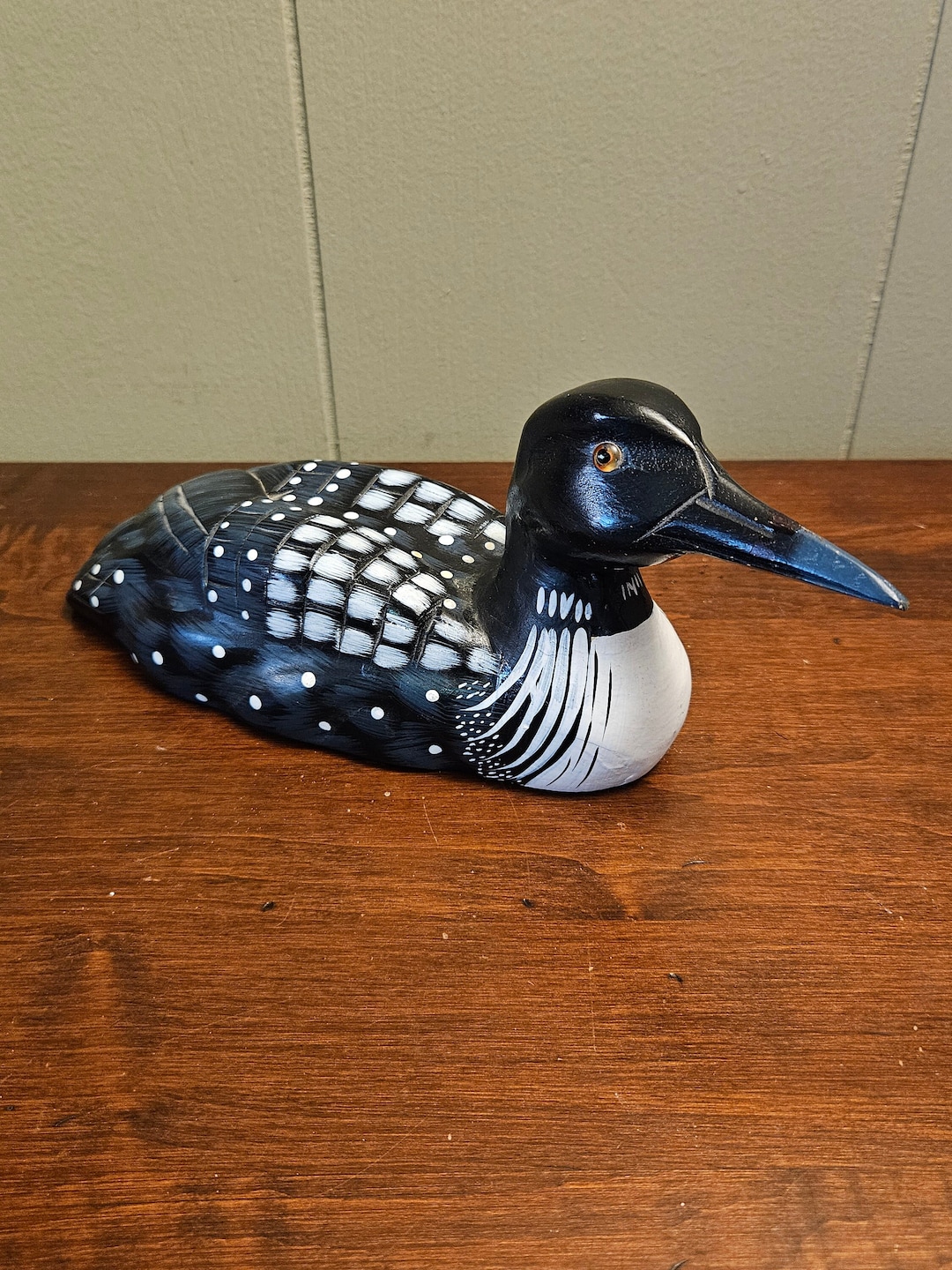 Large 11 Long beak to Tail Hand Carved / Painted Loon Sculpture / Duck ...