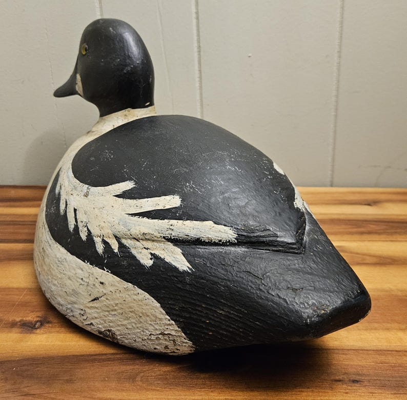 X-LARGE Antique Duck Decoy Goldeneye - Vintage Early 1900's Wood Golden ...