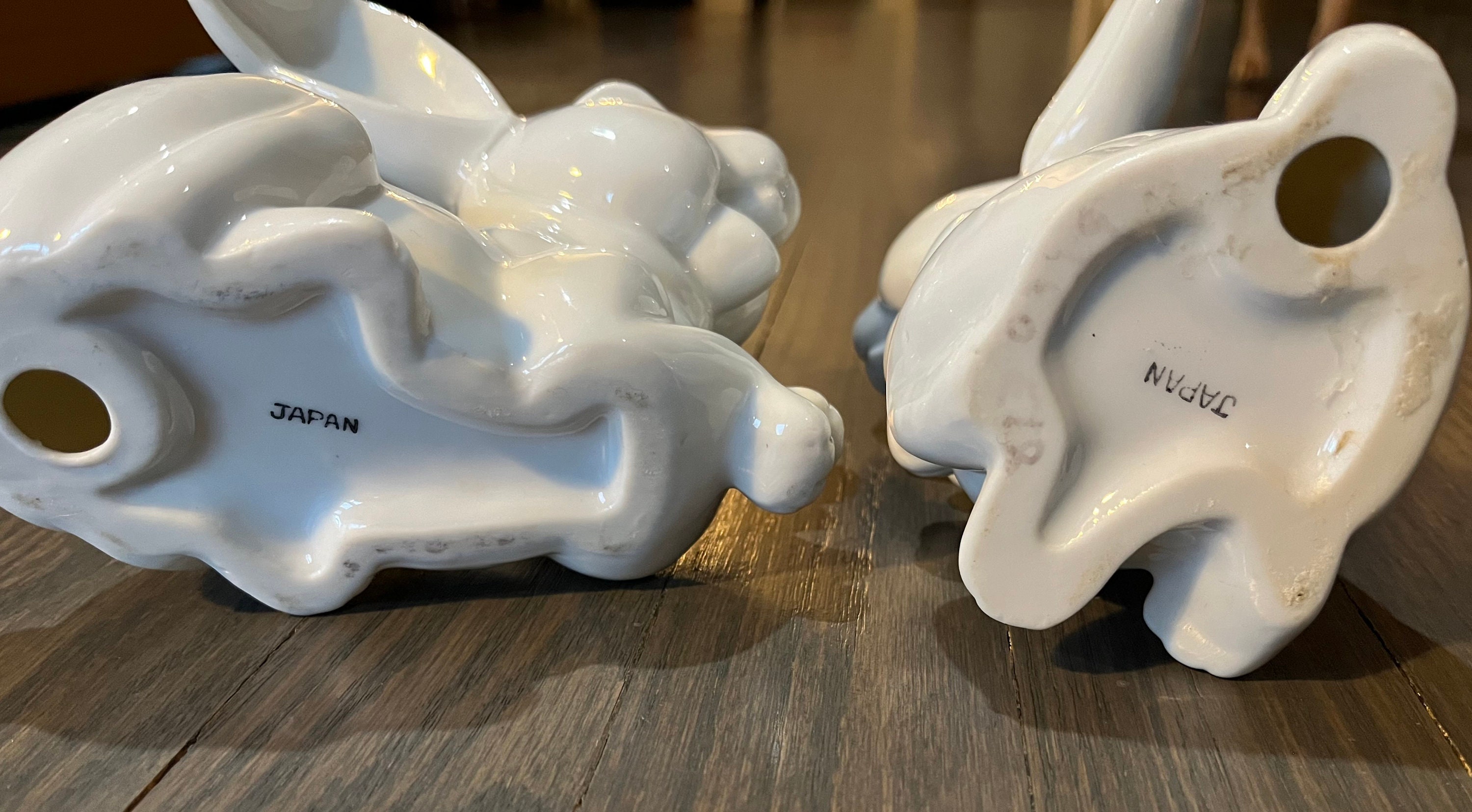 Laughing White Rabbits Vintage Japanese Porcelain set of 2 - Etsy