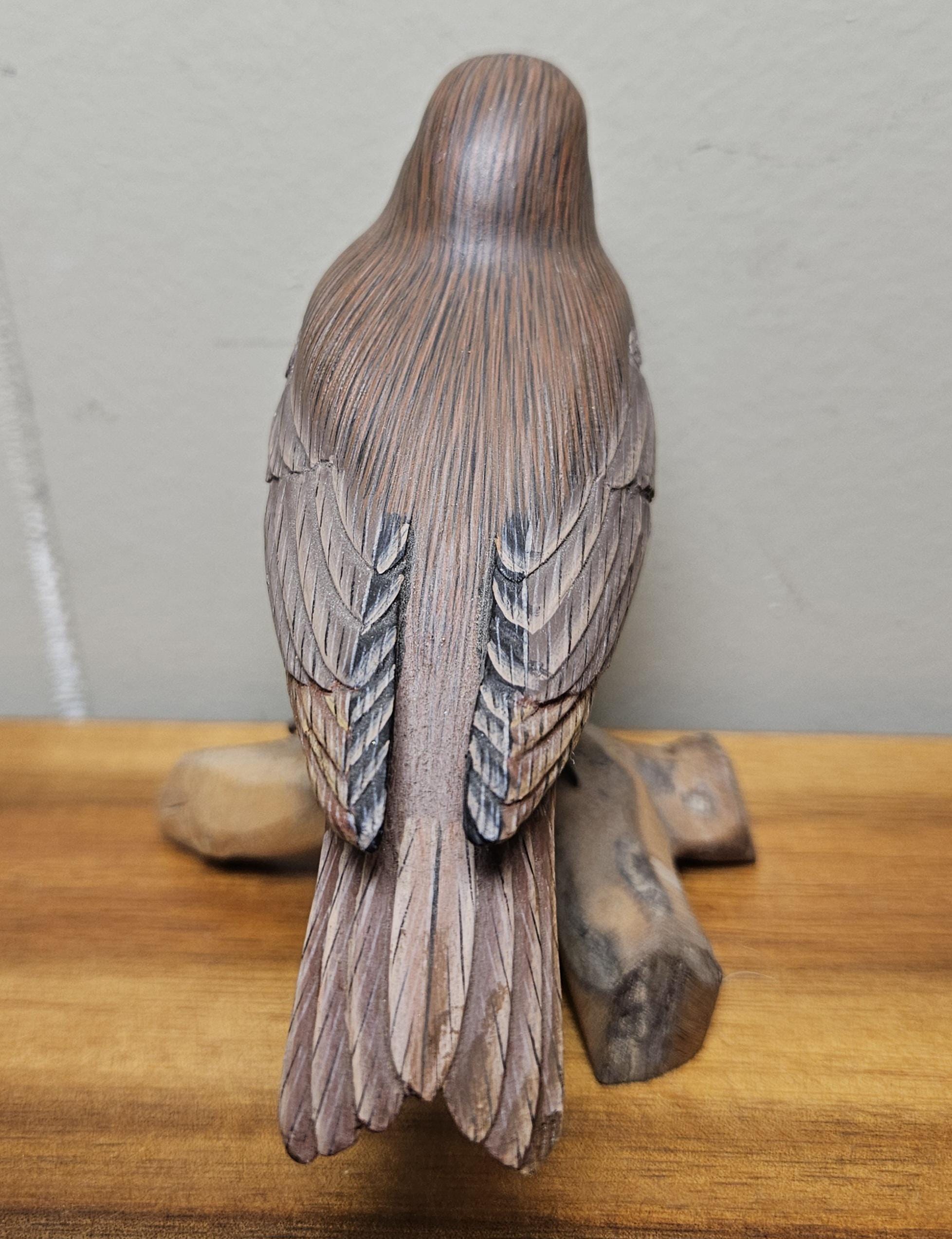 Sparrow Wren With Realistic Wire Feet on Driftwood Base- Artist Carved ...