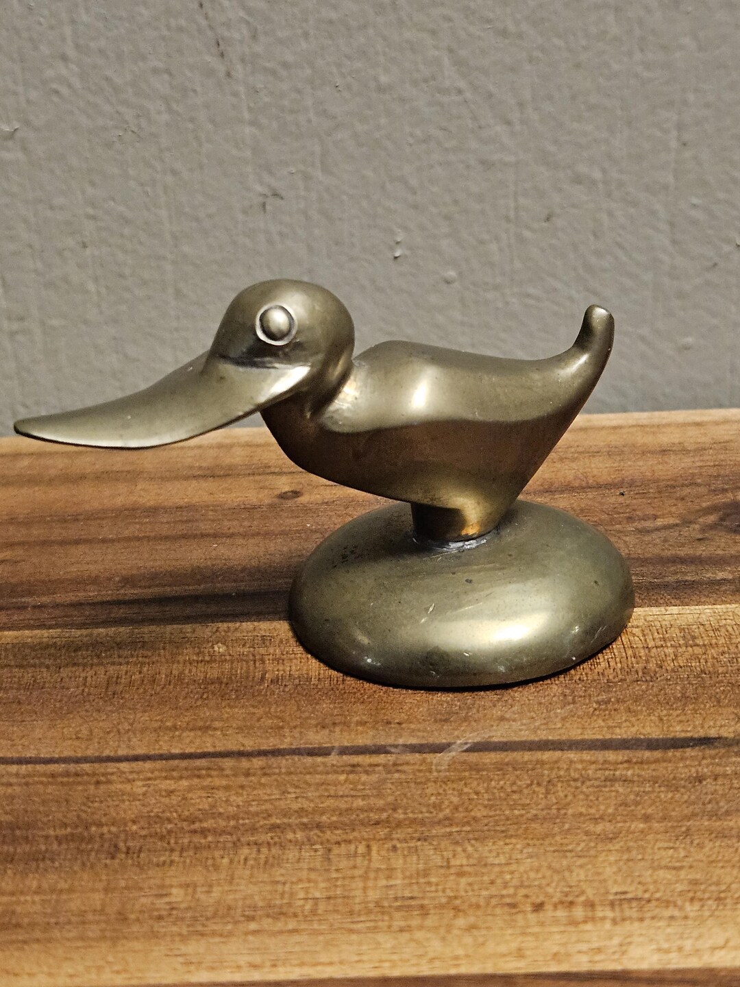 Vintage Solid Brass Whimsical Cartoon Duck Figurine / Paperweight With ...