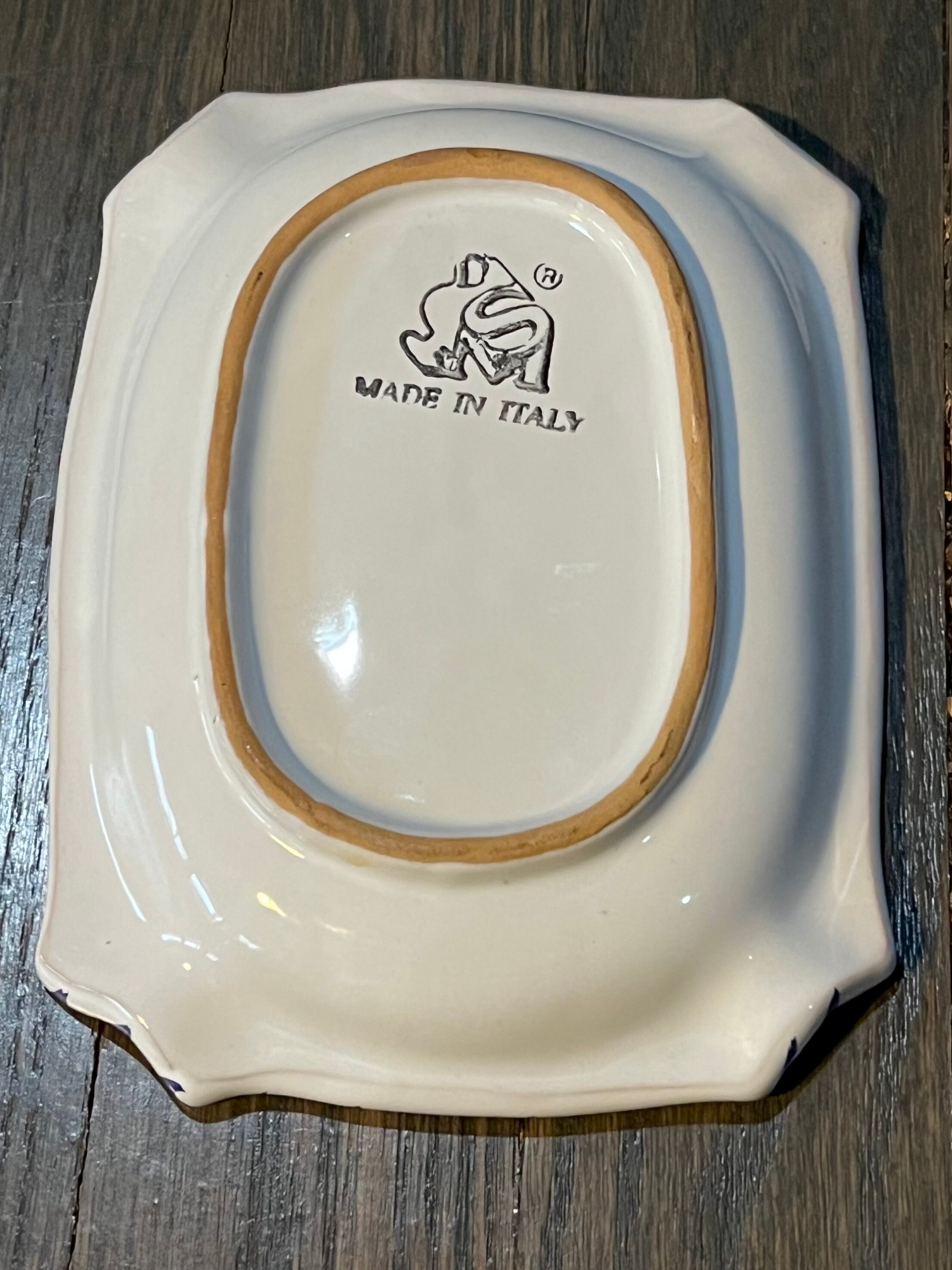 Sambuco Mario Vintage Deruta Blue Floral Ceramic Rooster Ashtray Hand ...