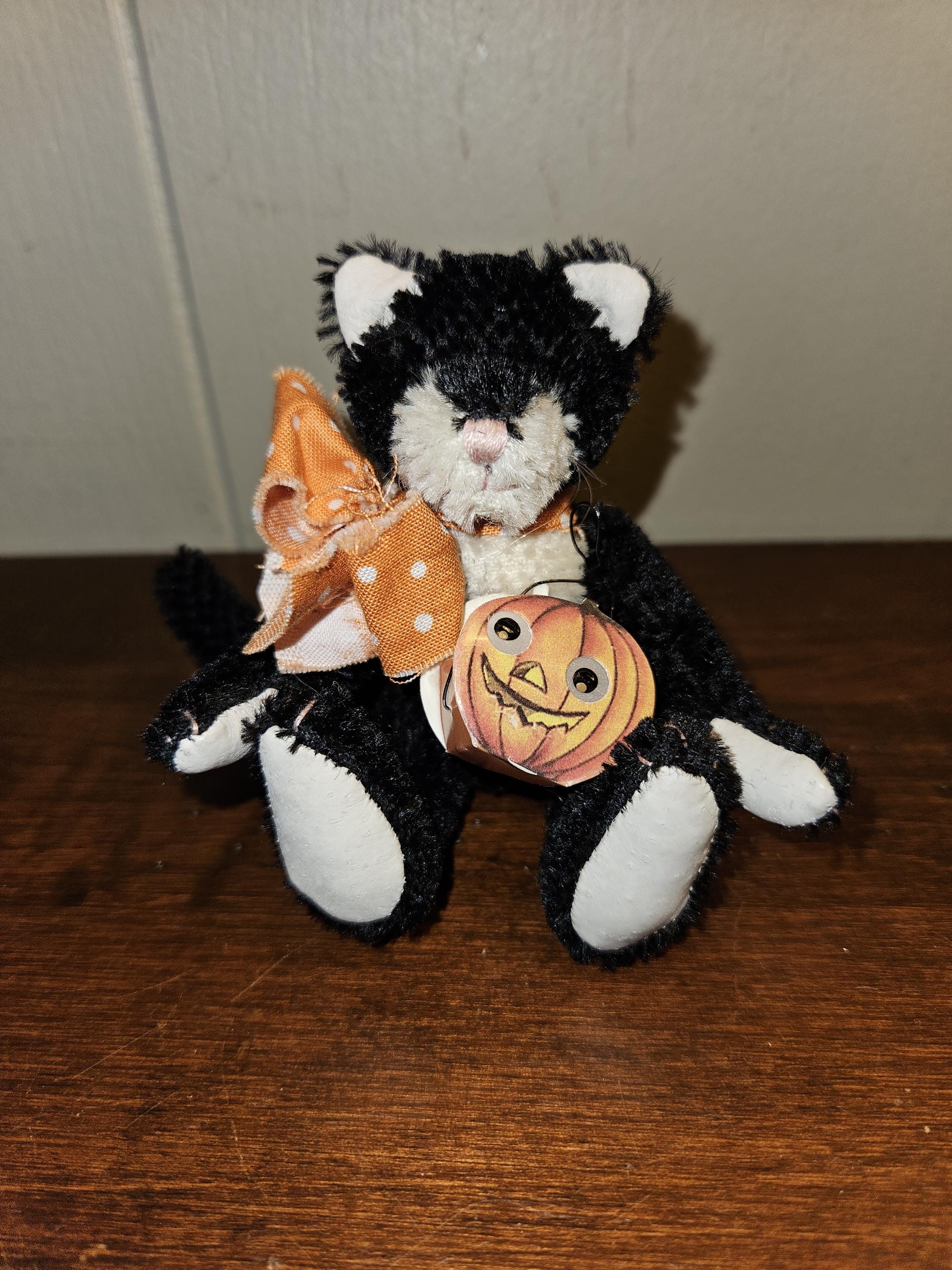 Halloween Boyds Bear Collection Mohair Cat With Pumpkin - 5" H ...