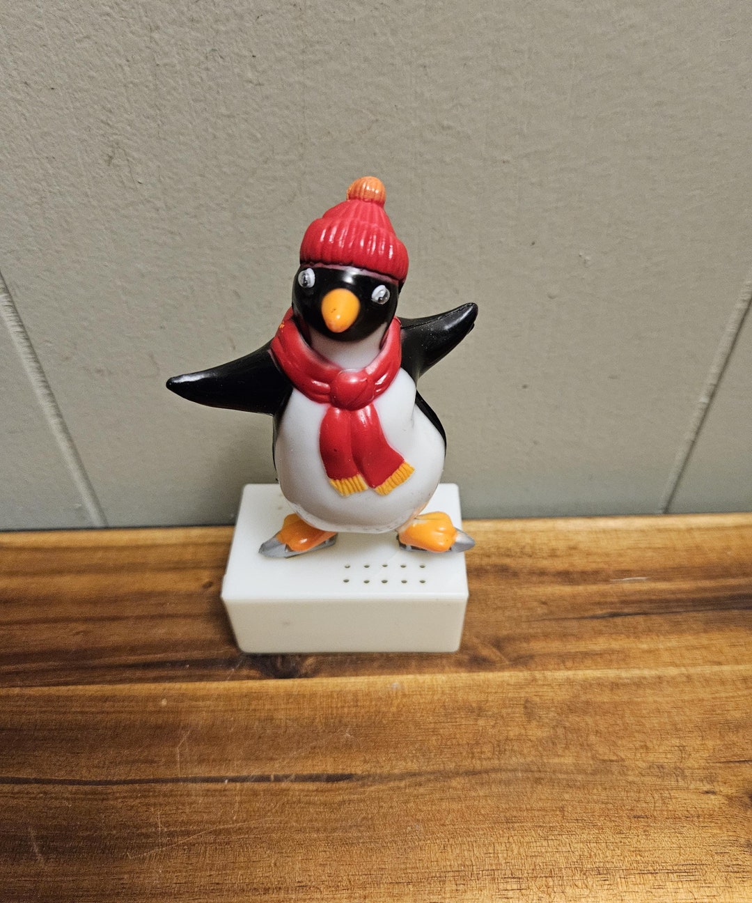 Vintage Retro Hard Plastic Adorable Ice Skating Penguin Figurine ...