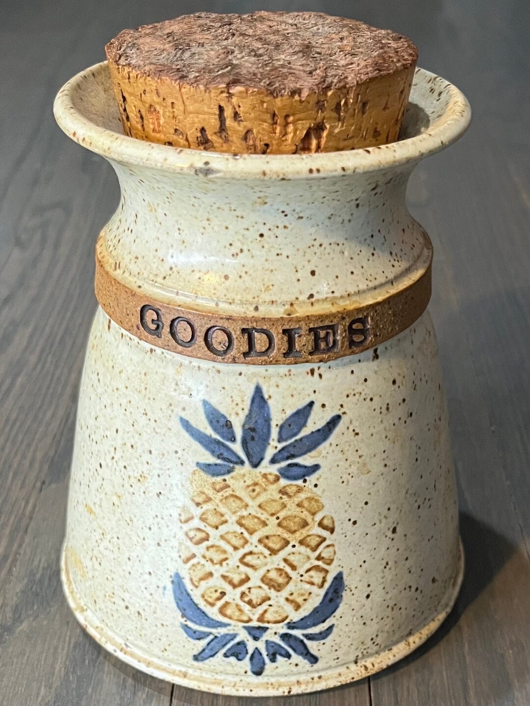 Goodies Rustic Pottery Storage Jar With Cork and Pineapple Design - Etsy