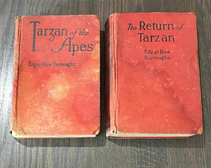 Tarzan Vintage Hard Cover Book Set (2 Books) by Edgar Rice Burroughs ...