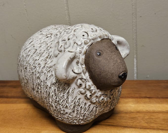 LARGE One-of-a-kind Clay Sheep / Lamb Glazed Pottery Sculpture With ...