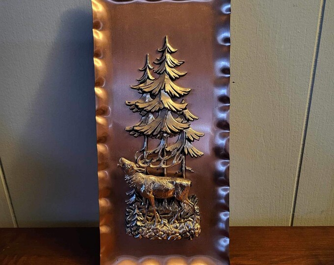 Copper Plate Vintage German MCM Deer Relief Wall Plaque - Etsy
