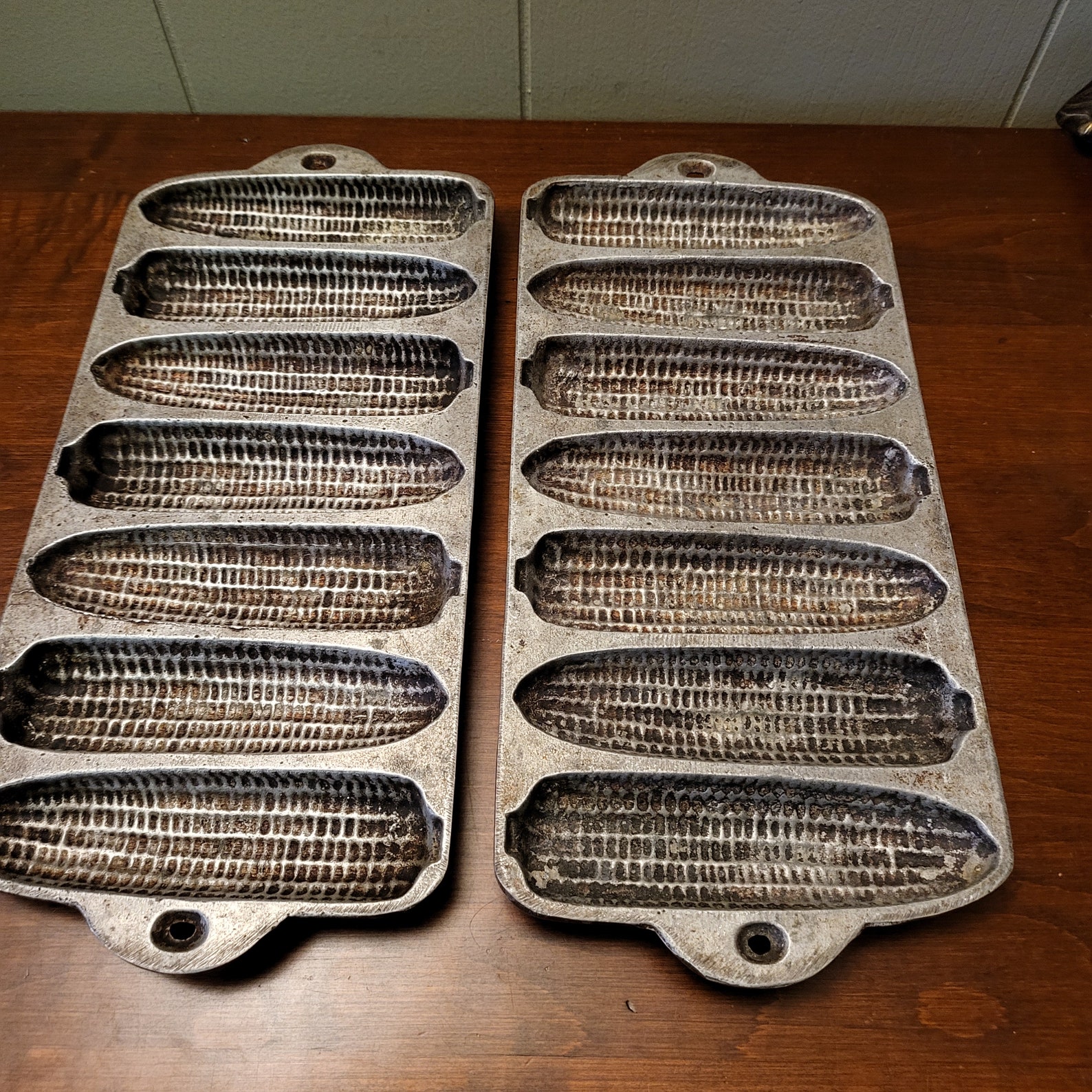 Corn Bread Pans Vintage Cast Aluminum set of 2 - Etsy