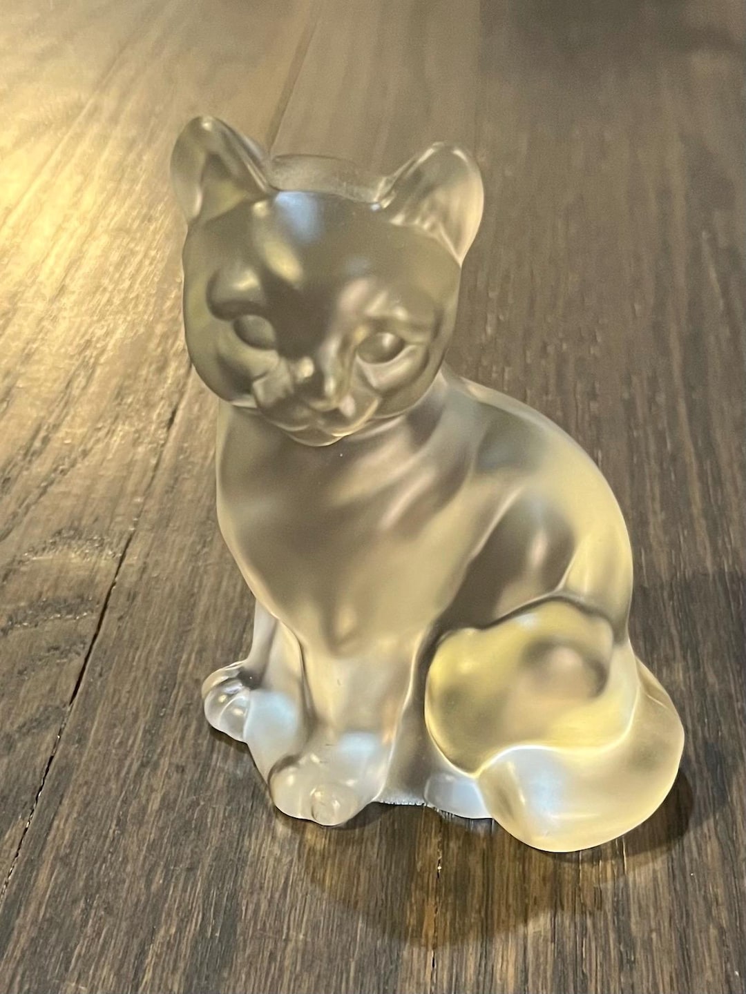 Fenton Art Glass Vintage Clear Satin Frosted Cat Kitty Kitten - Etsy