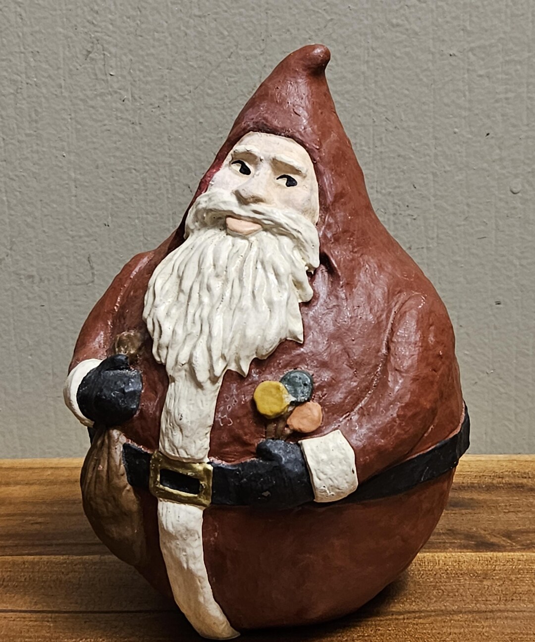 Vintage MCM Roly Poly Santa - Old-world Hand Painted Jolly Chubby Fat ...