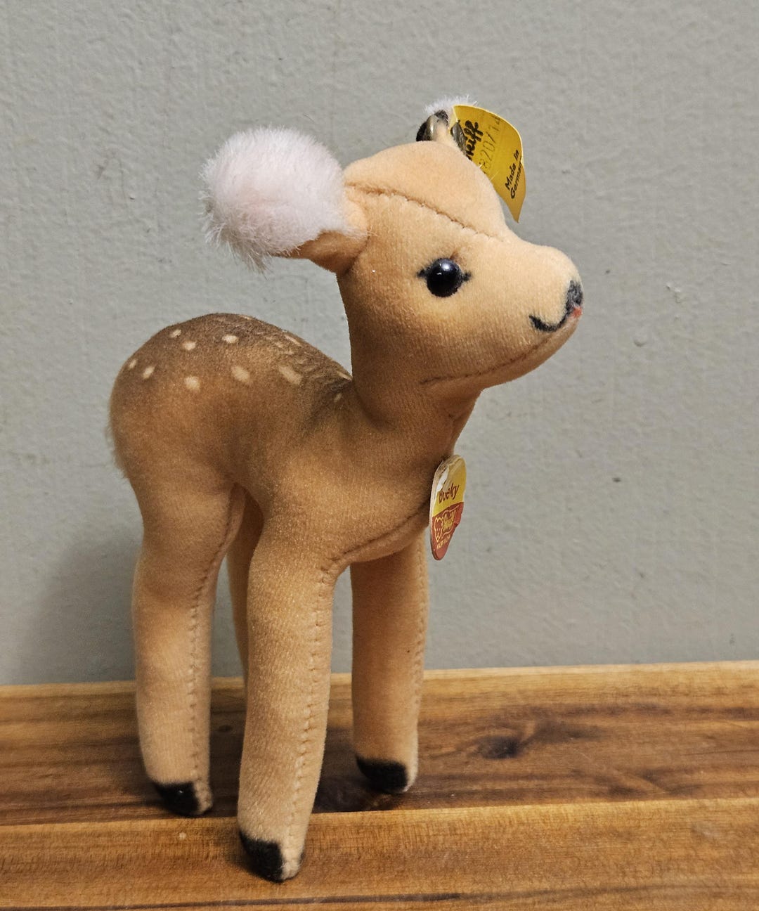 Steiff Deer / Christmas Fawn Reindeer "boeky" 14 Cm With Original Brass ...