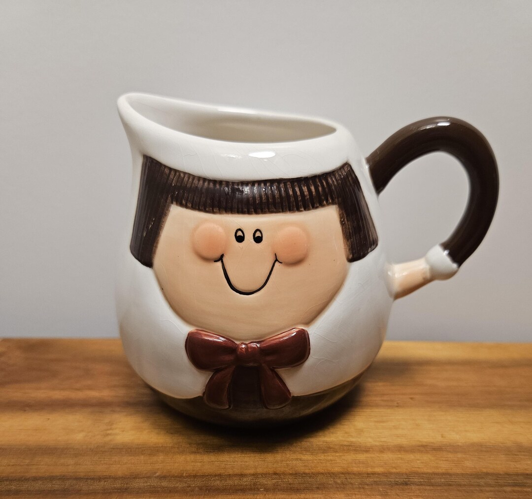 Pilgrim Creamer Pitcher - Thanksgiving Serving Ware - Vintage Folk Art ...