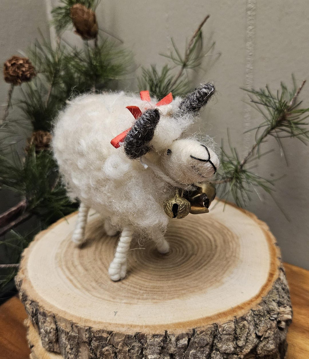 Artist Made Felted Real Wool Ram / Sheep - Wired Horns, Legs With ...