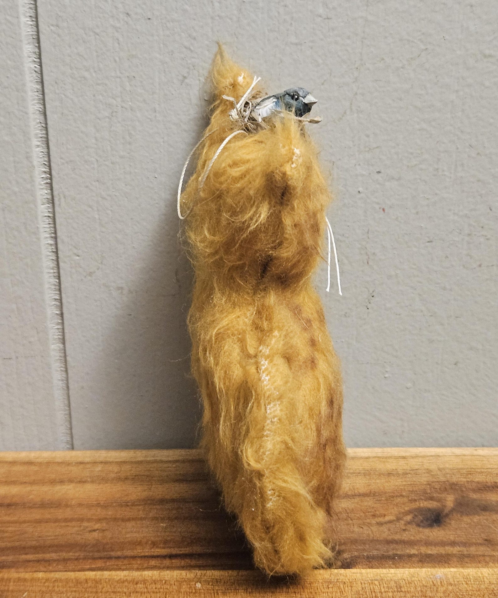Handmade Hand Sewn Yellow Tabby Cat With Bird Nest on Head Christmas ...