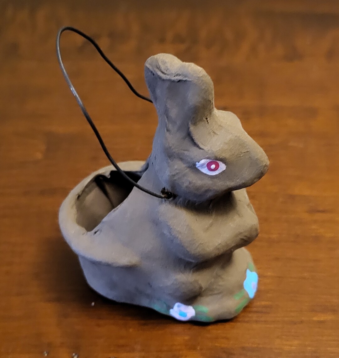 Vintage Miniature Chocolate Brown Paper Mache Easter Rabbit Bunny ...