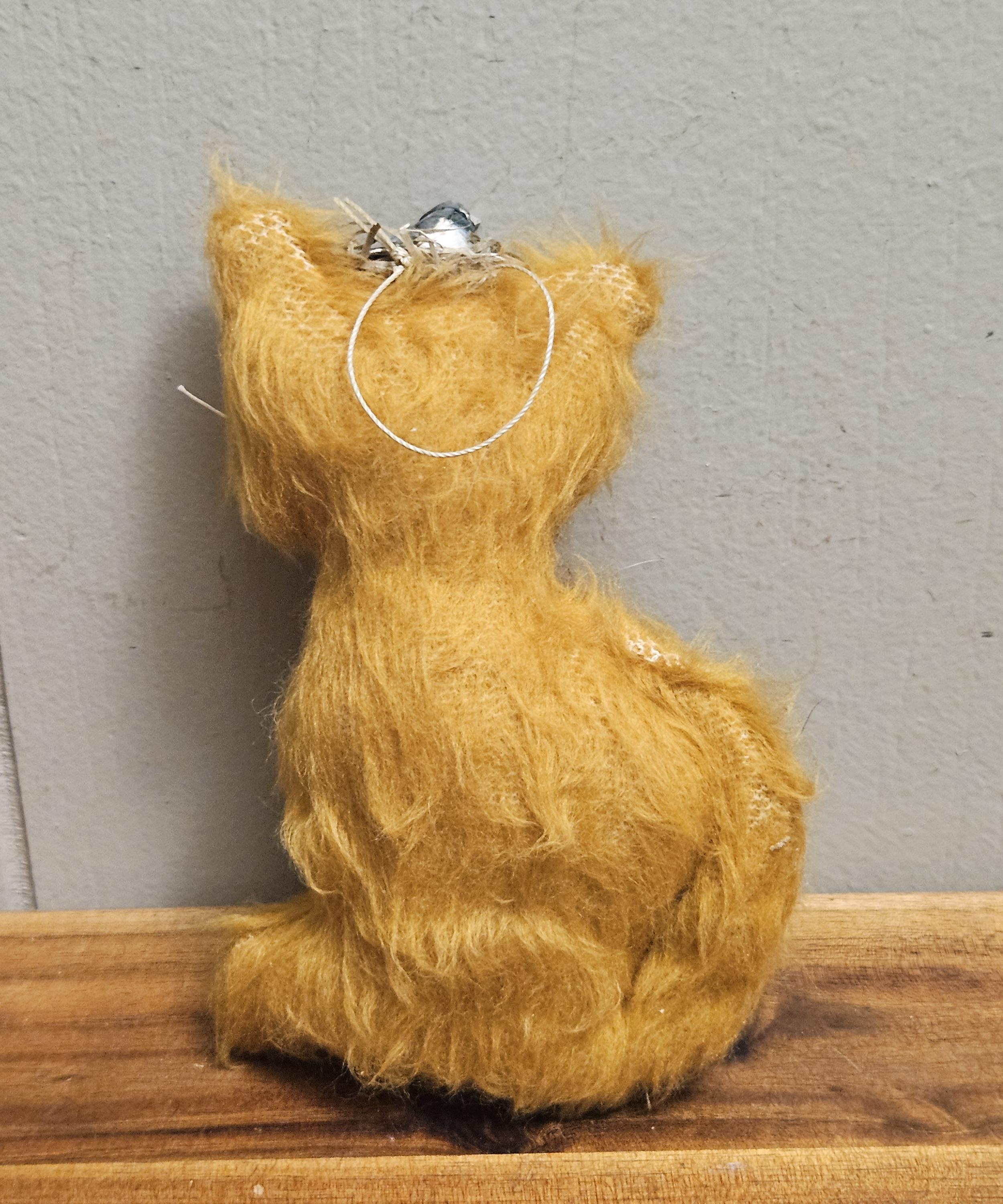 Handmade Hand Sewn Yellow Tabby Cat With Bird Nest on Head Christmas ...