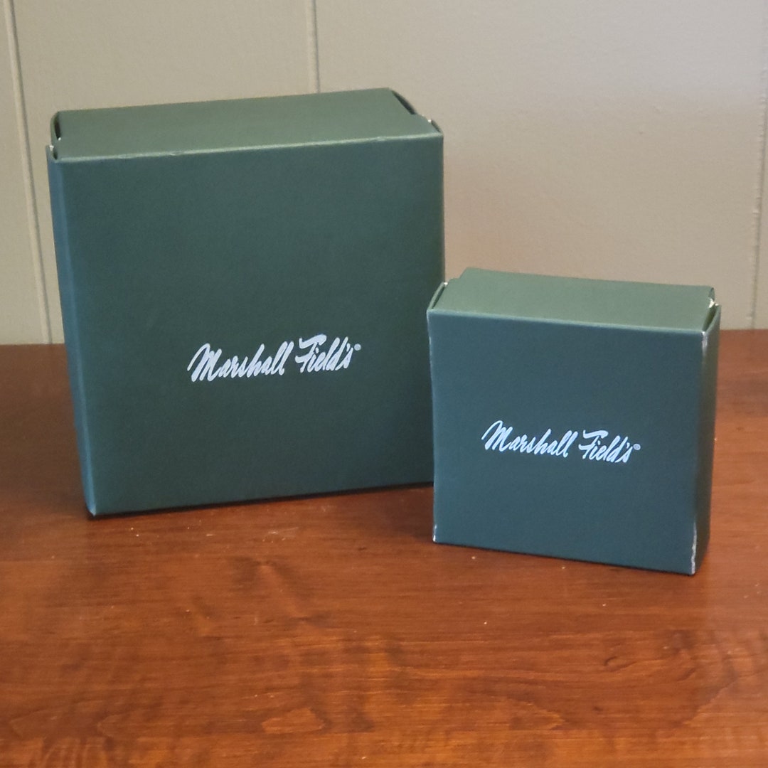 Marshall Field's Classic Green Gift Boxes set of 2 6.5 Square and 4.5 ...