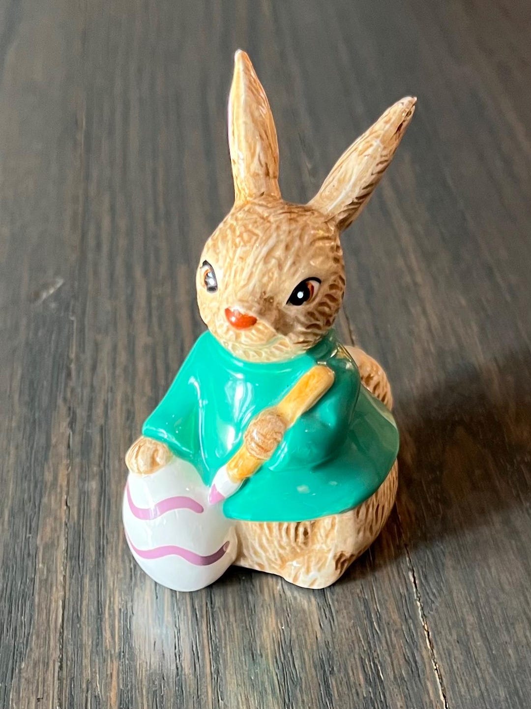 Lefton Vintage Porcelain Bunny Painting Easter Eggs - 3” - Etsy
